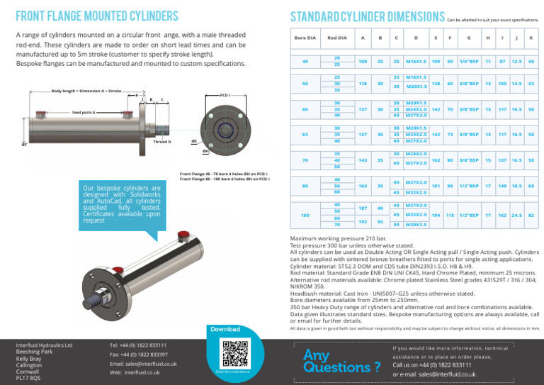 Custom Front Flange Hydraulic Cylinders | PDF