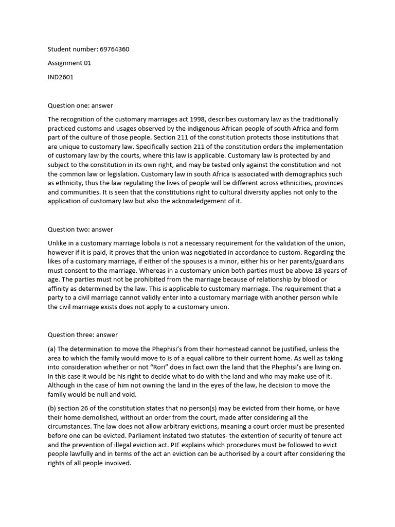 IND2601 Assignment 01 | PDF