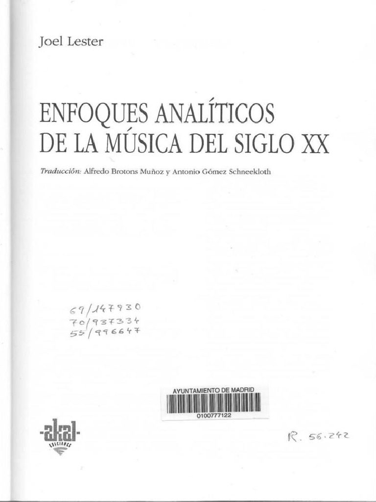 Idoc - Pub Joel Lester Enfoques Analiticos de La Musica Del Siglo XX | PDF