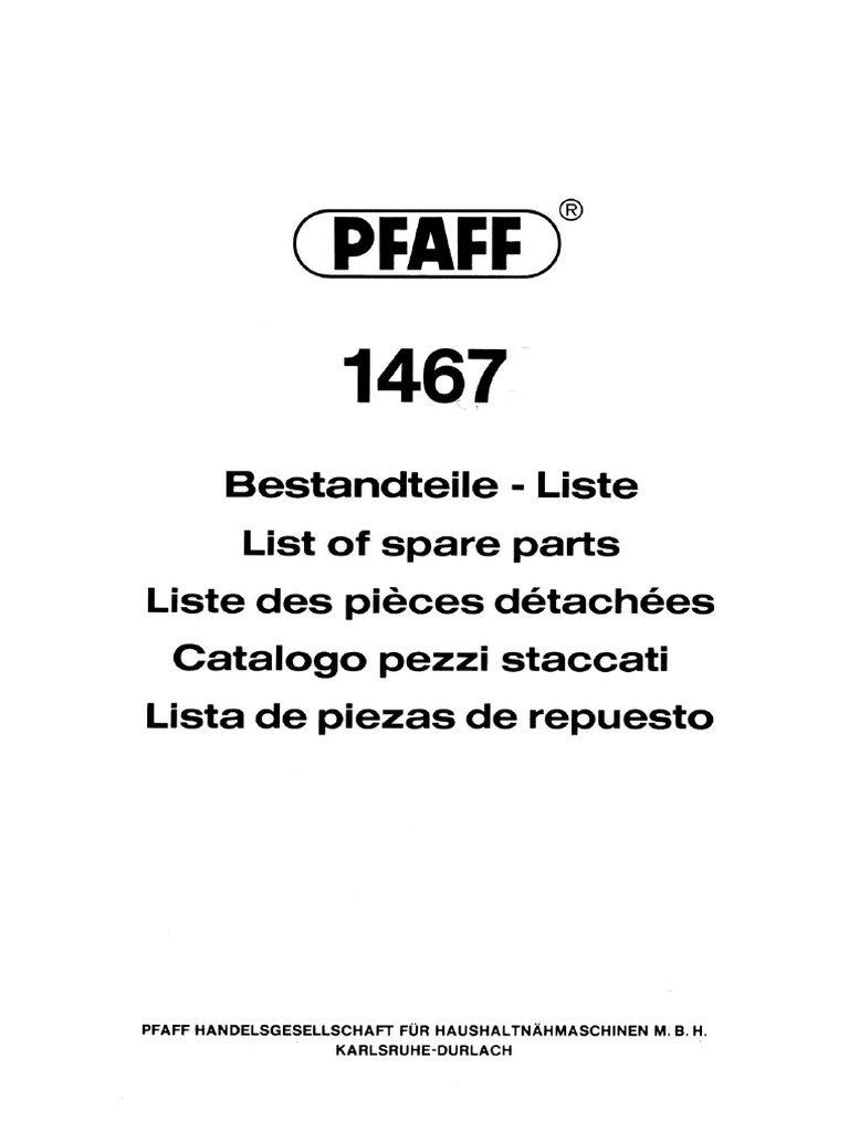 Pfaff - 1467parts List | PDF