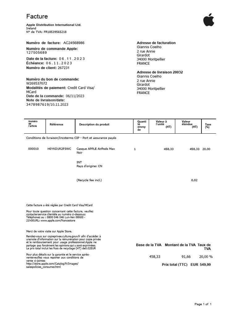 Facture Apple 2021-1 | PDF