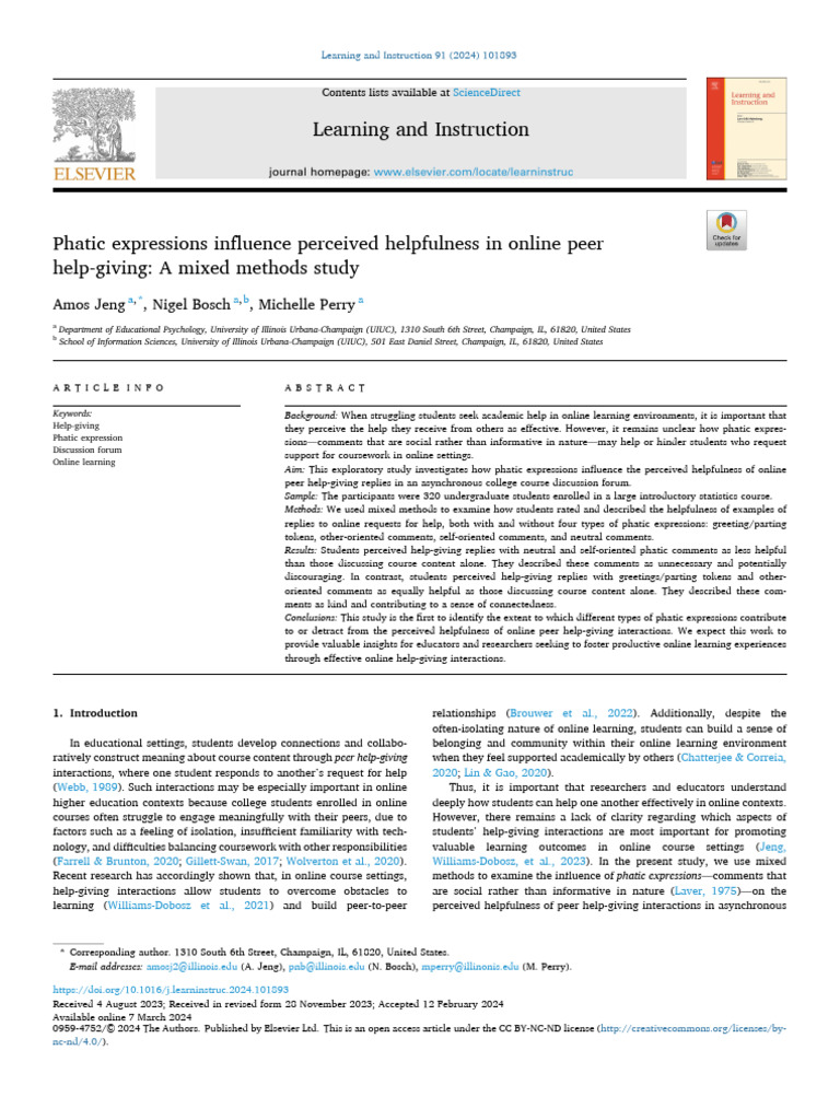 Phatic Expressions Influence Perceived Helpfulness in Onl - 2024 ...