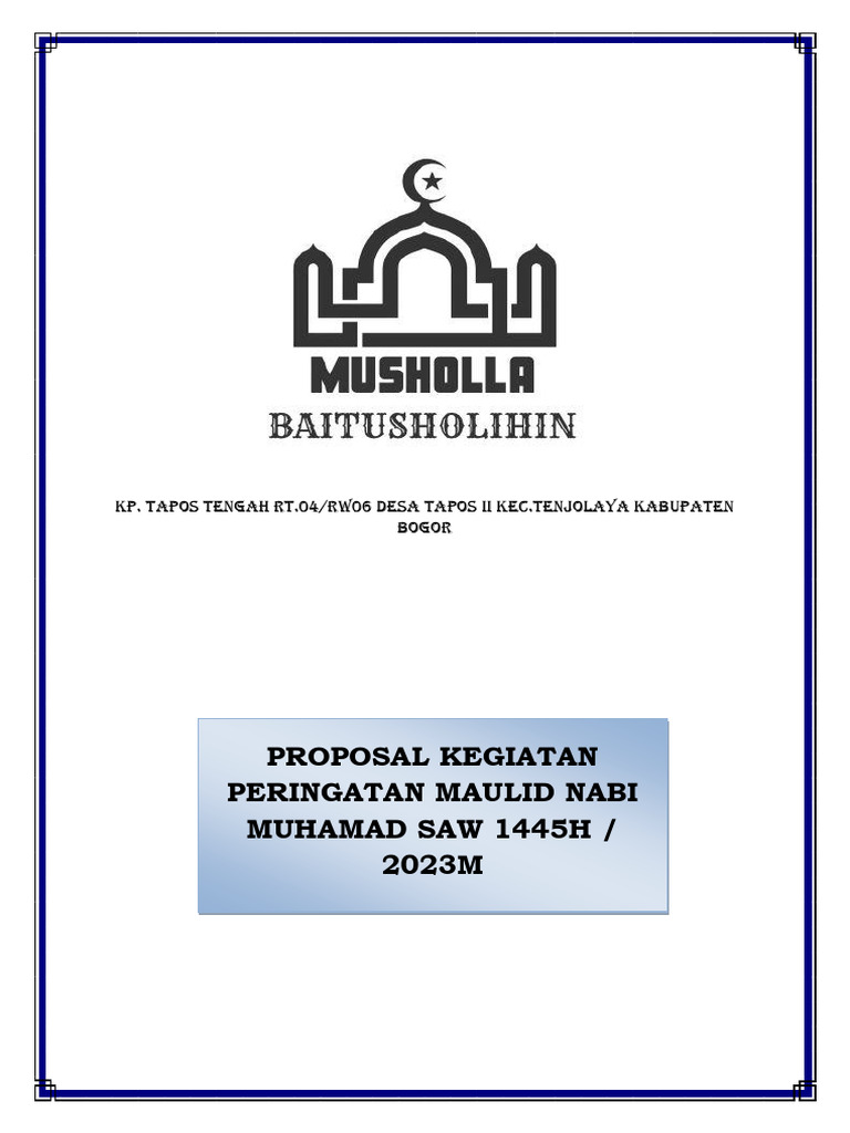 Proposal Maulid Nabi Musholla Baitusholihin | PDF | Islamic Belief And ...