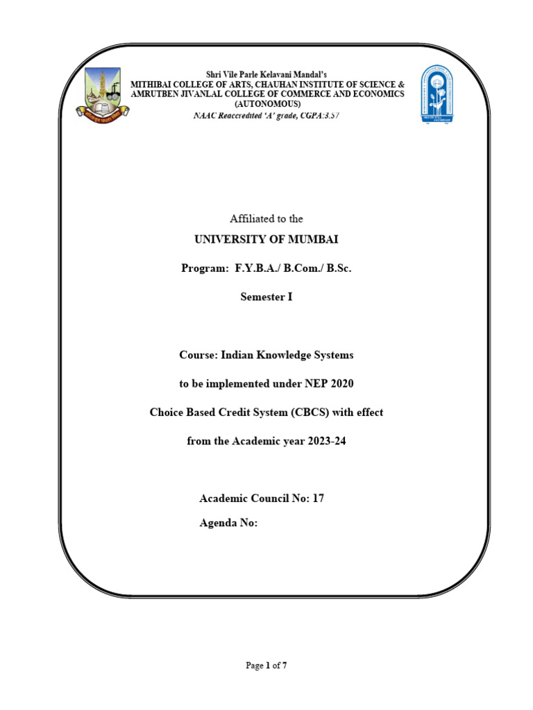 Iks Syllabus, Fyba Bcom BSC, Nep 2020 | PDF