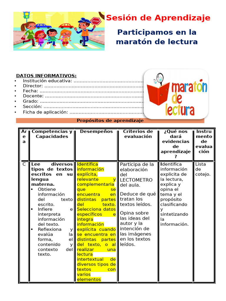 6° Sesión Día 5 Com Participamos en La Maratón de Lectura Unidad 7 ...