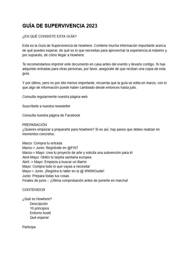 SPANISH Survival Guide - GUÍA DE SUPERVIVENCIA 2023 | PDF