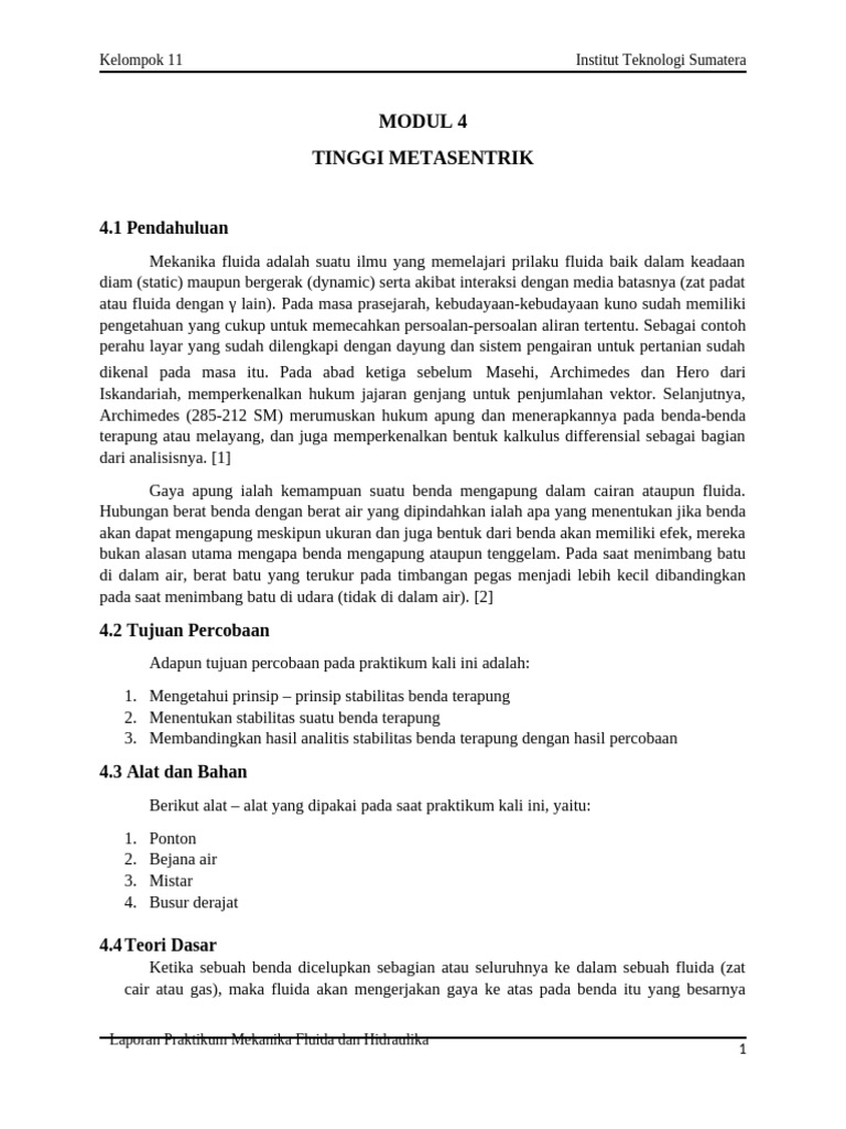 TP Mekflu - Modul (4) - Kelompok 11 | PDF