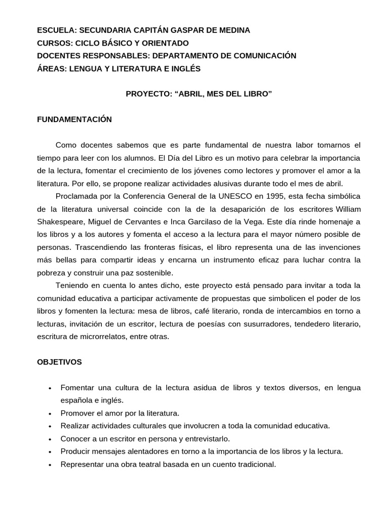 Abril, Mes Del Libro | PDF