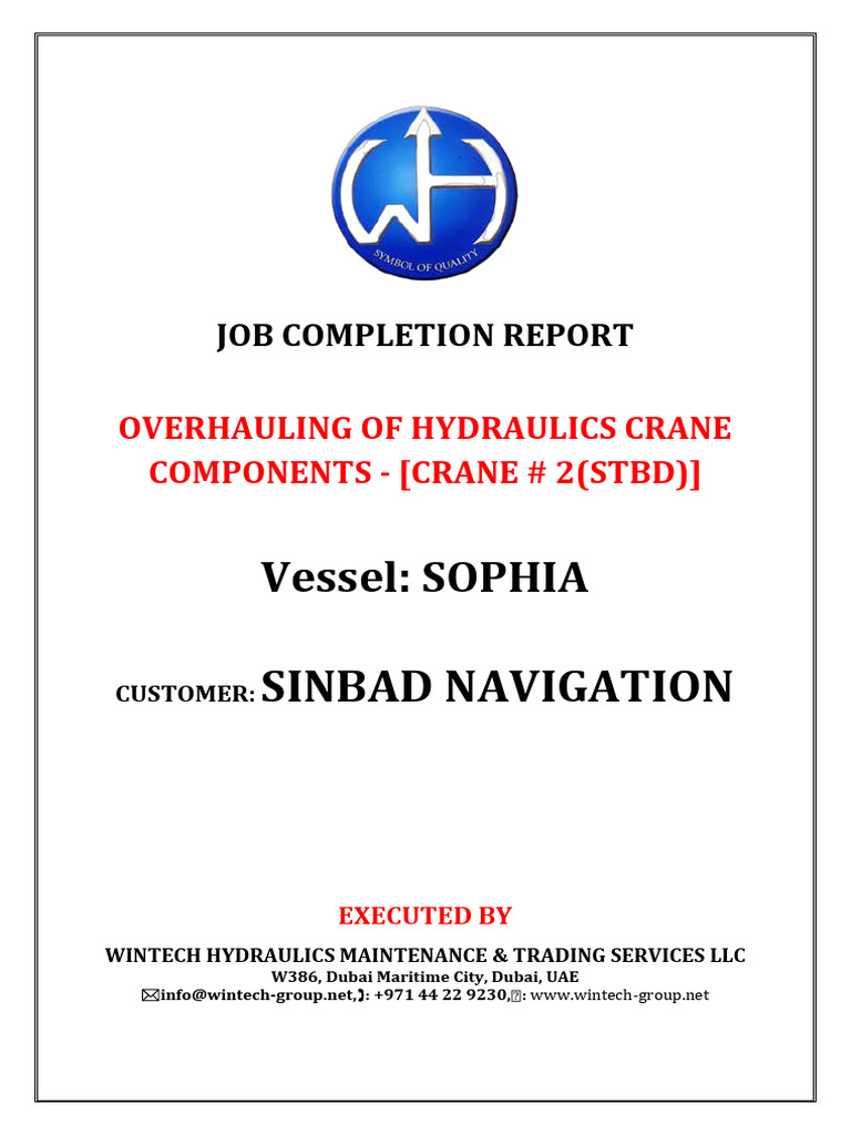 Sinbad Navigation - Sophia - Crane # 2 (STBD) - Job Completion Report ...