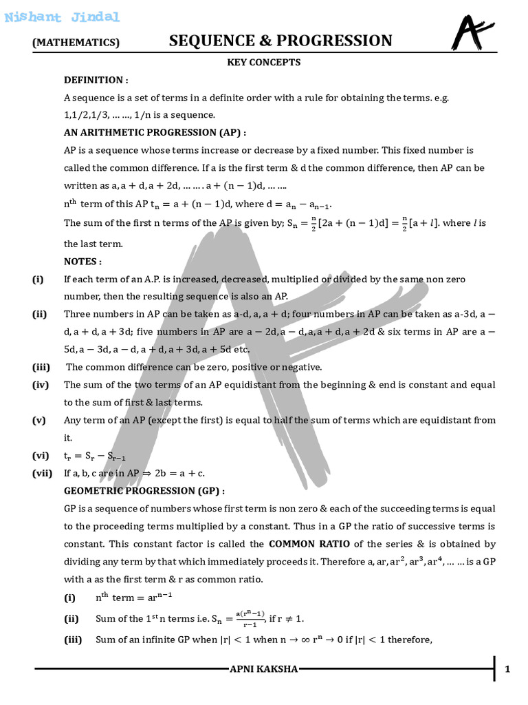 Sheet - 01 Sequence & Progression NJ_247 | PDF