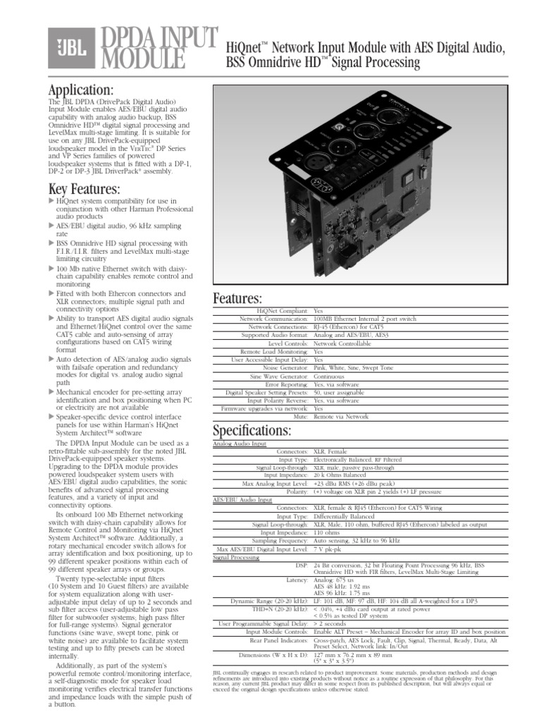 DPDA InputModule SpecSheet | PDF