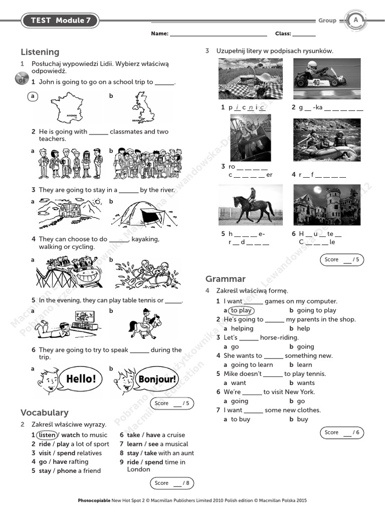 New Hot Spot 2 Module 7 Test A | PDF
