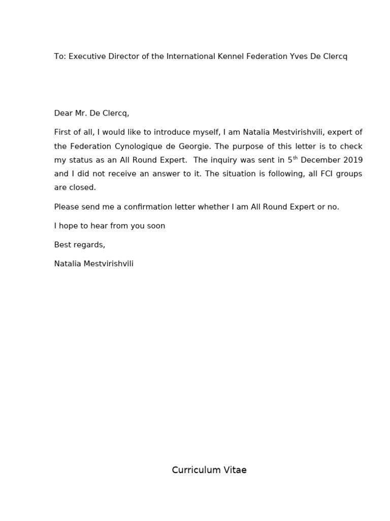 Letter Natasha 1 | PDF