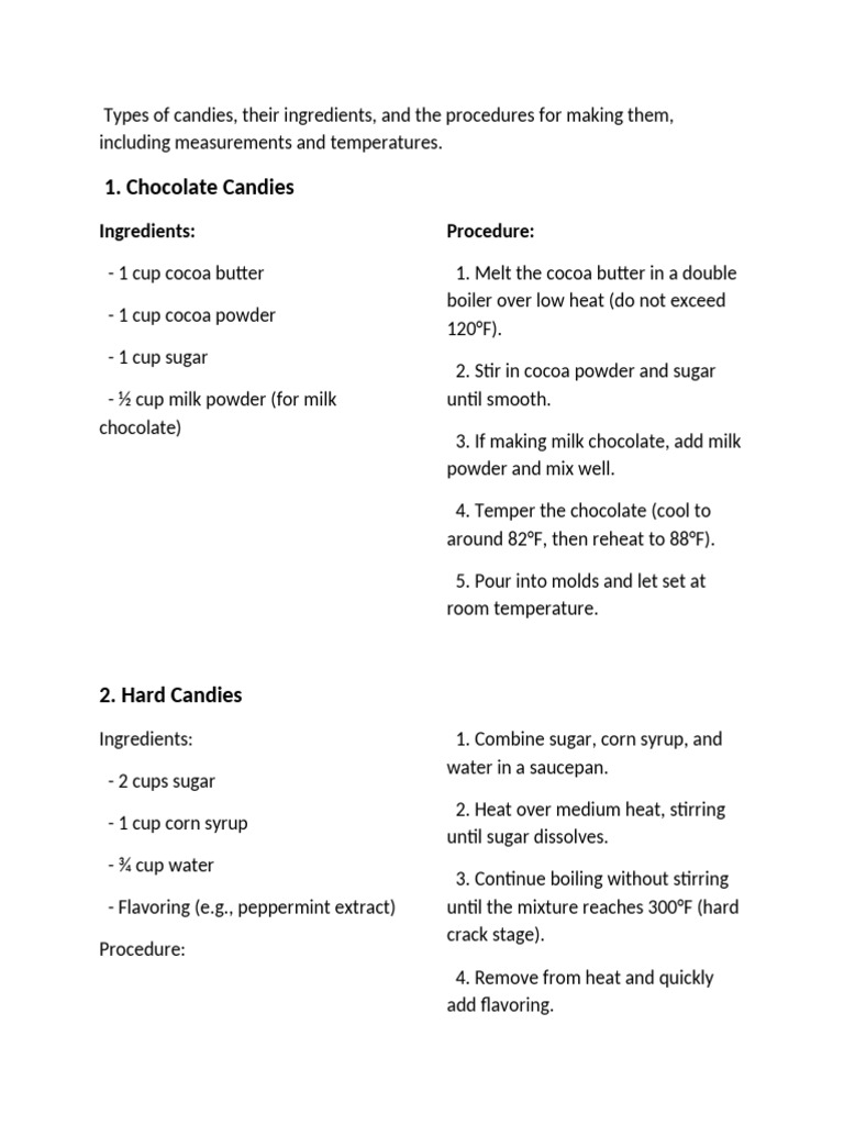 Types of Candie WPS Office | PDF | Chocolate | Foods