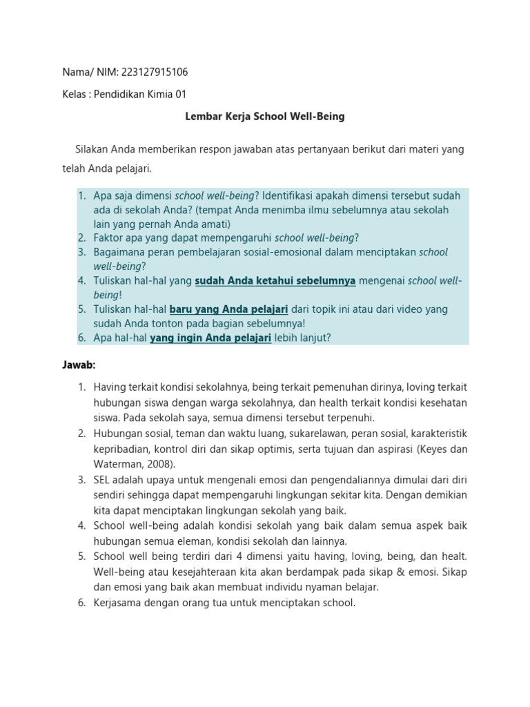 Eksplorasi Konsep-School Well Being | PDF
