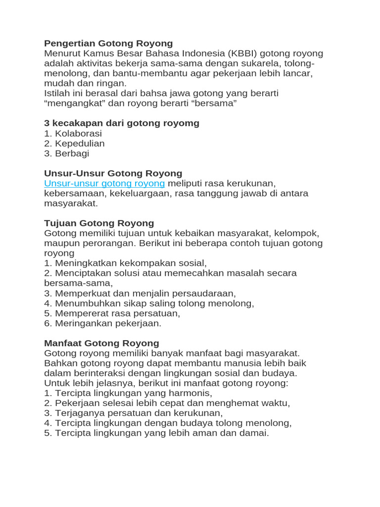 Pengertian Gotong Royong | PDF