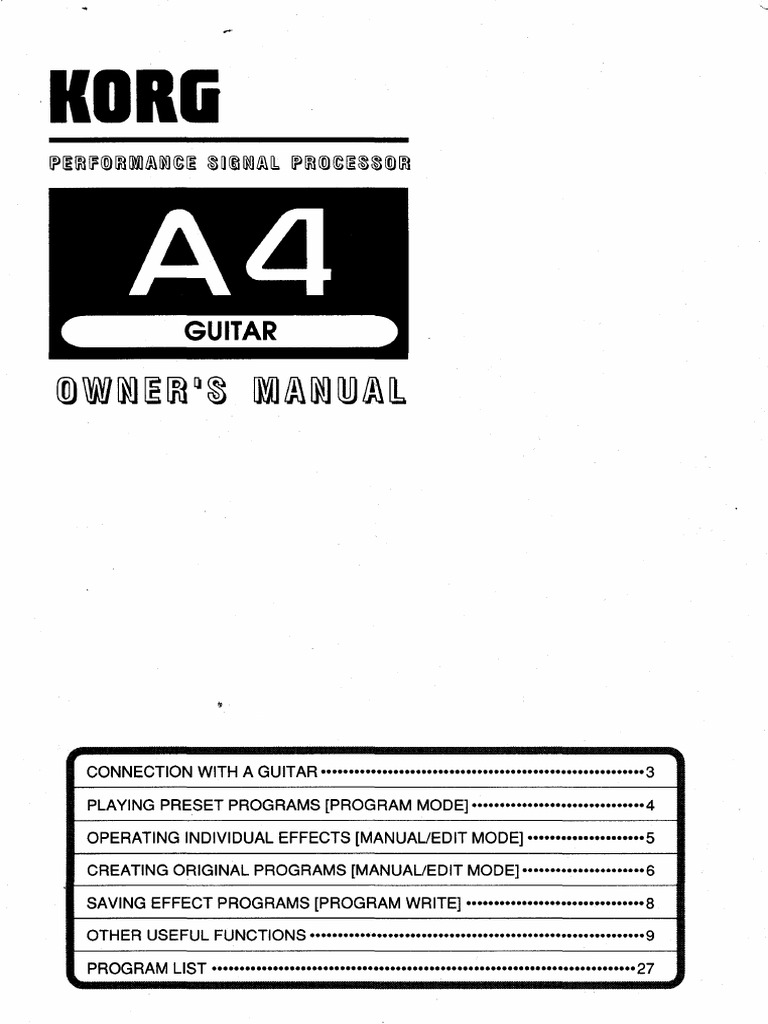 Korg A4 User Manual | PDF