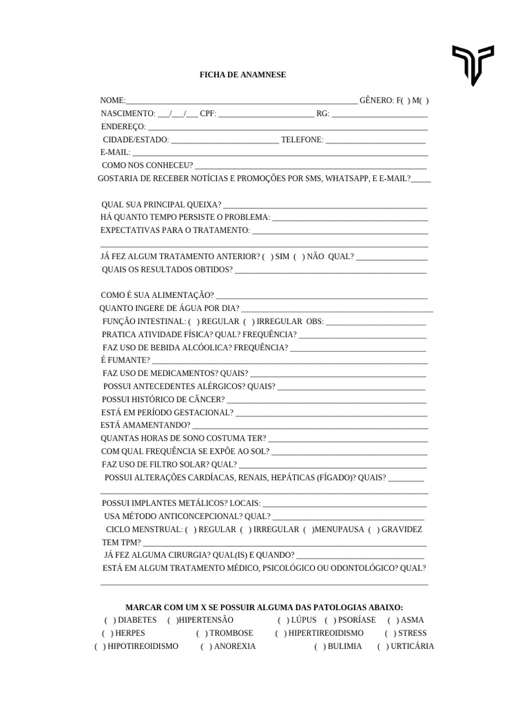 Pack - Ficha de Anamnese | PDF