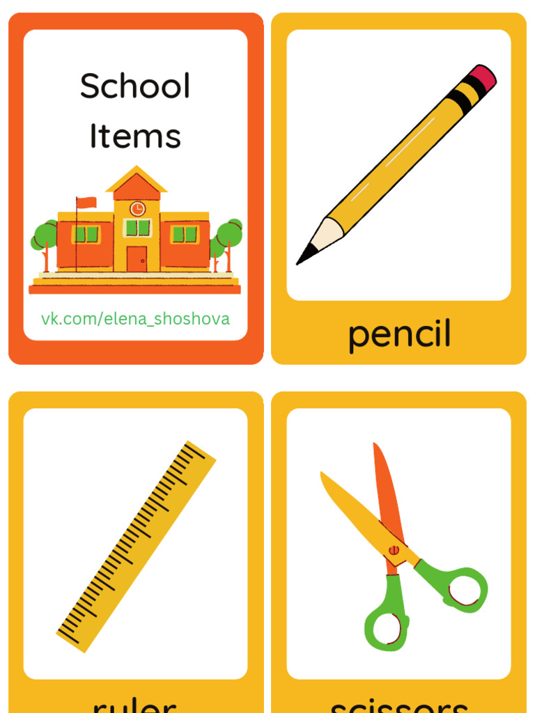 School Items Flashcards | PDF