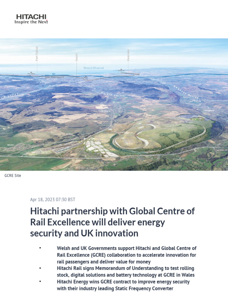 Hitachi Partnership With Global Centre of Rail Excellence Will Deliver ...