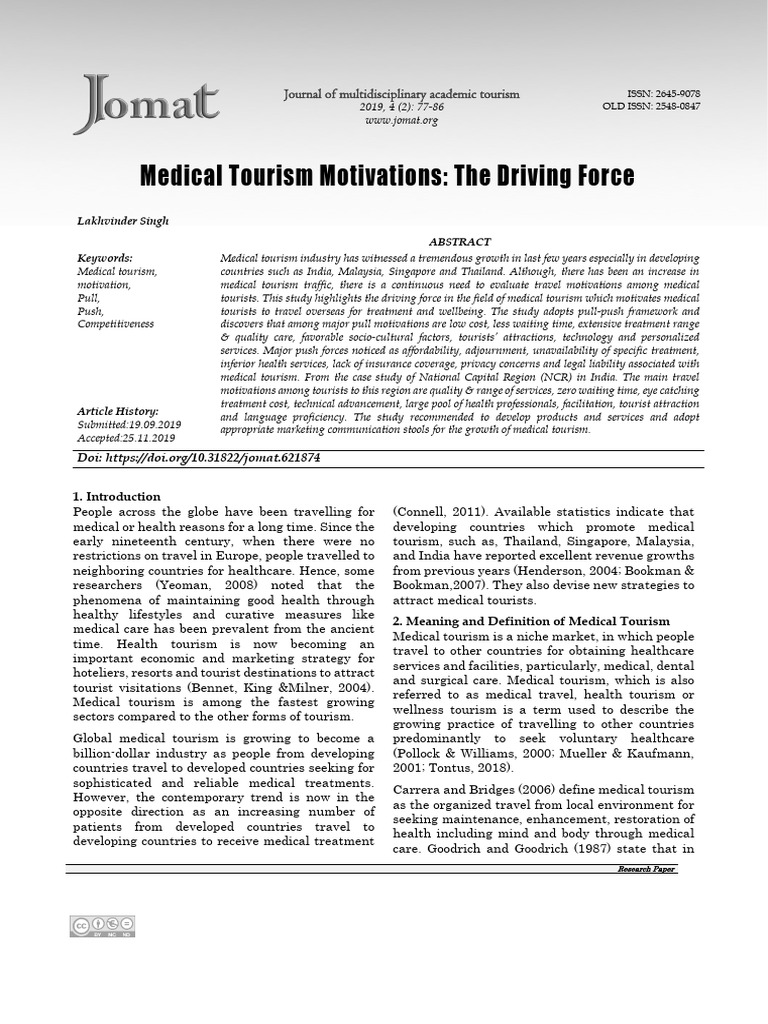 Medical Tourism Motivations The Driving Force | PDF | Tourism | Health Care