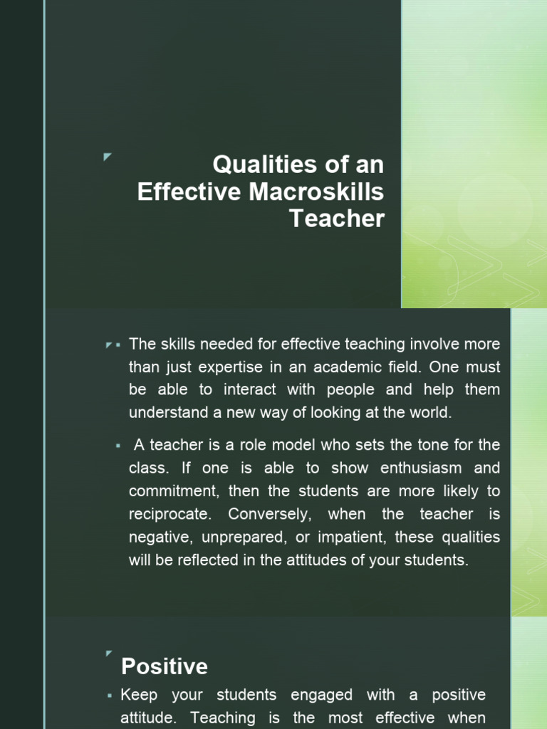 Qualities of An Effective Macroskills Teacher | PDF