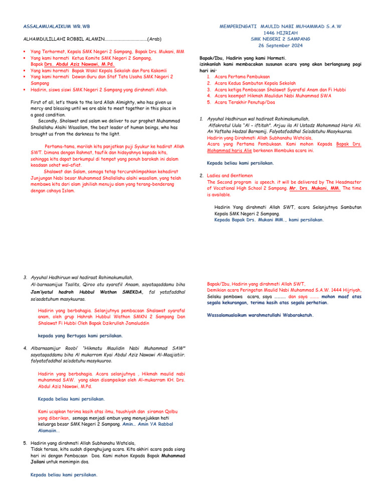 MC Maulid SMEKDA New | PDF