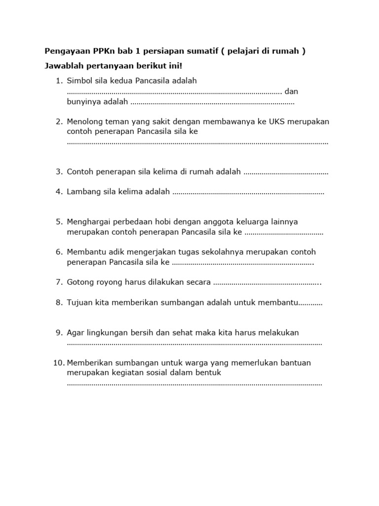 Pengayaan PPKN Dan BI Bab 1 Persiapan Sumatif | PDF