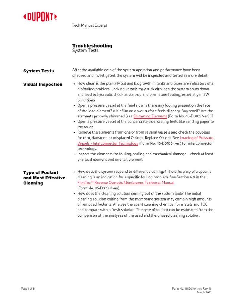 RO-NF-FilmTec-System-Tests-Manual-probing Test | PDF