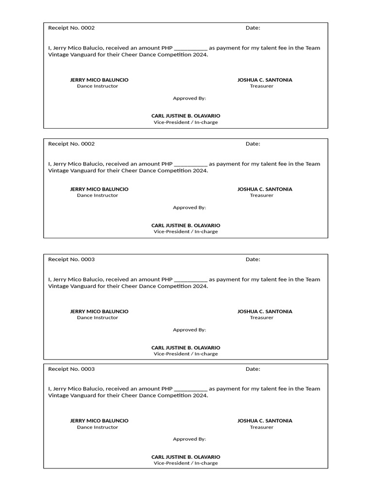 Cheer Dance Receipt | PDF