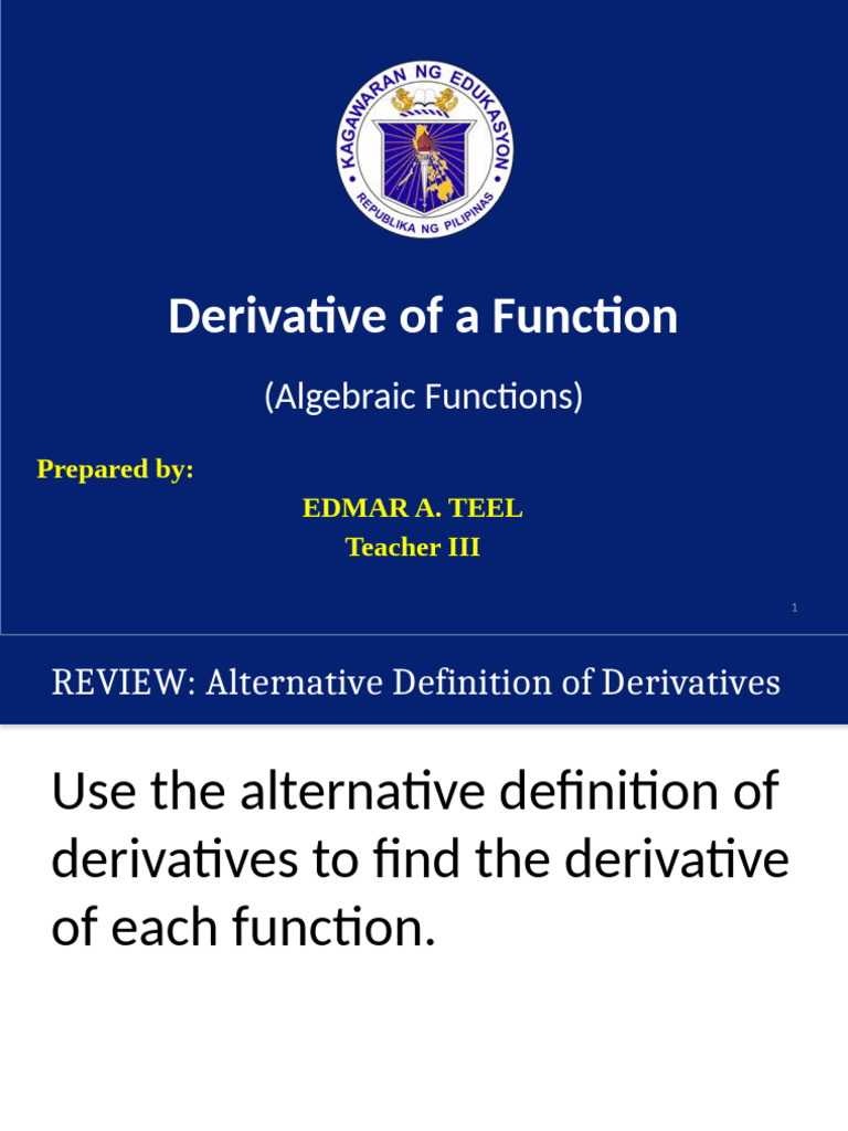 Derivatives of Algebraic Functions | PDF