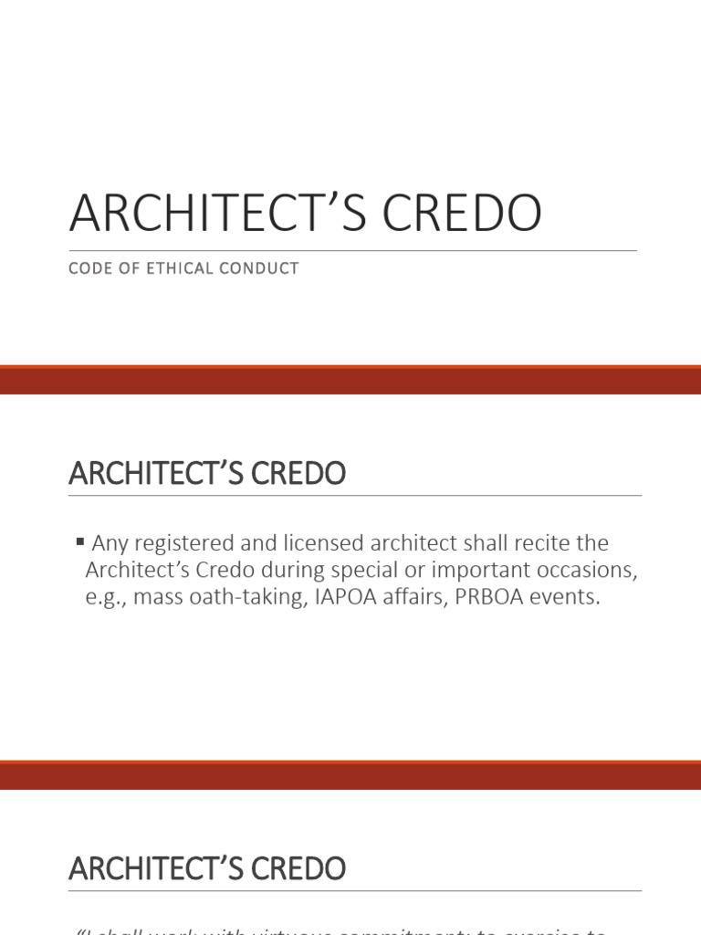 ARCHITECT-S CREDO | PDF
