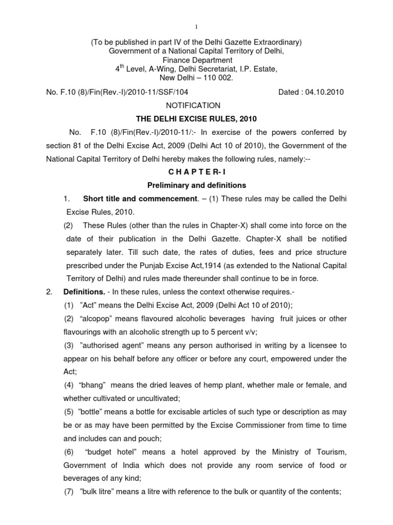 Delhi Excise Rules 2010 | PDF | License | Partnership
