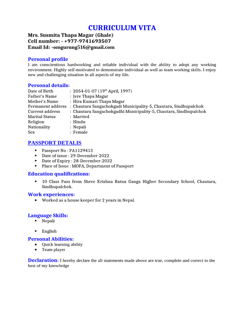 Susmita Thapa Magar Ghale | PDF