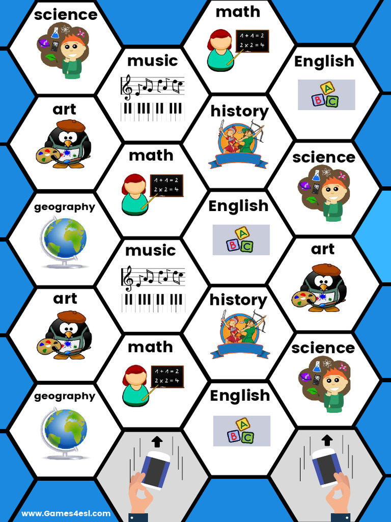 School Subjects Board Game Flicker Game | PDF