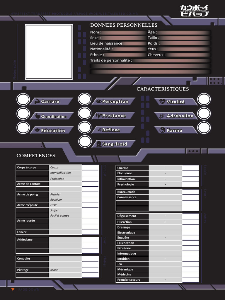 Fiche Perso Cowboybebop | PDF