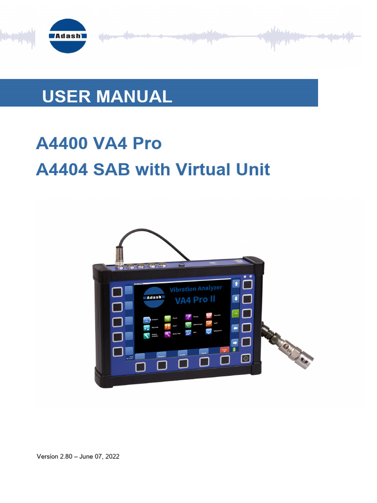 Adash A4400 VA4 Pro II Manual | PDF