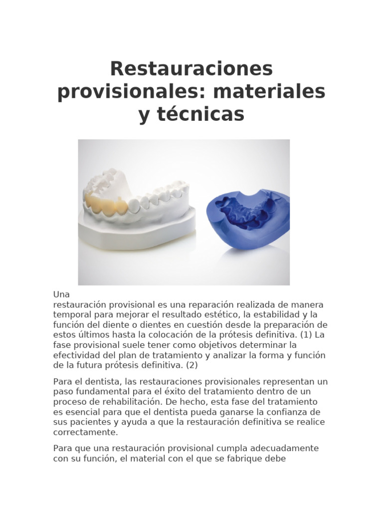 Restauraciones provisionales | PDF