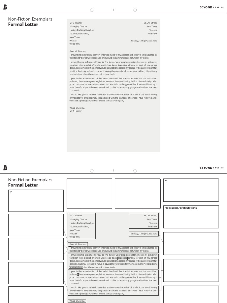 Formal Letter Exemplar Annotated-BW | PDF