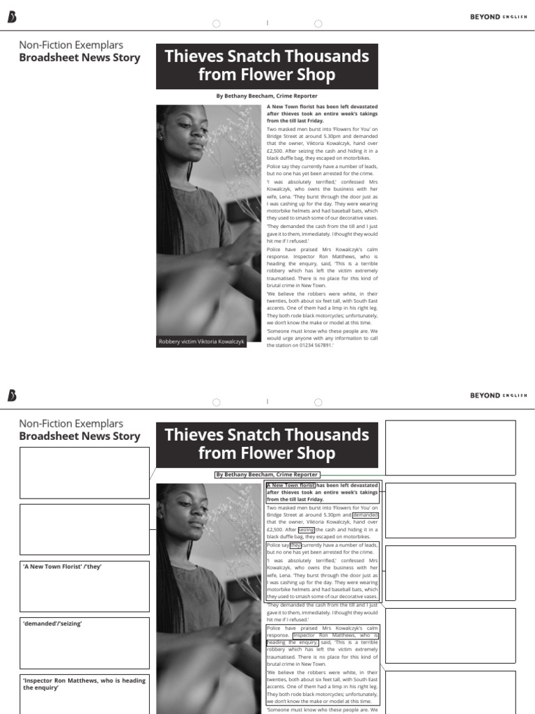 Broadsheet News Story Exemplar Annotated-BW | PDF