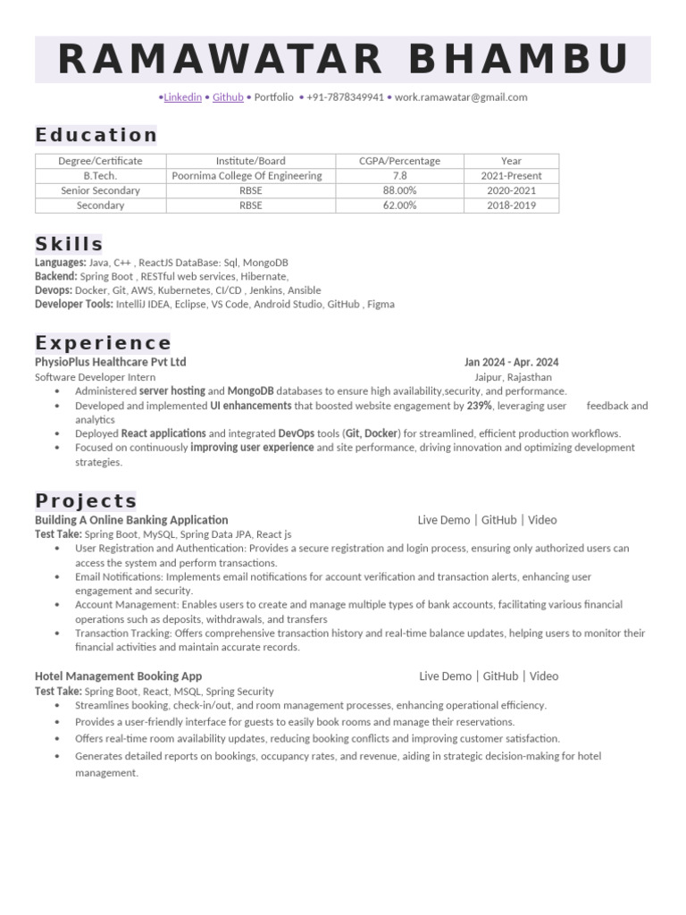 ATS Classic HR Resume | PDF