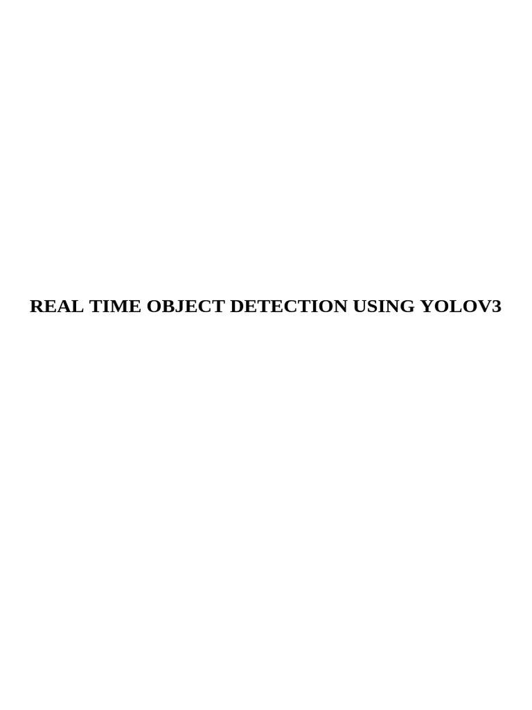 Real Time Object Detection Using Yolov3 | PDF