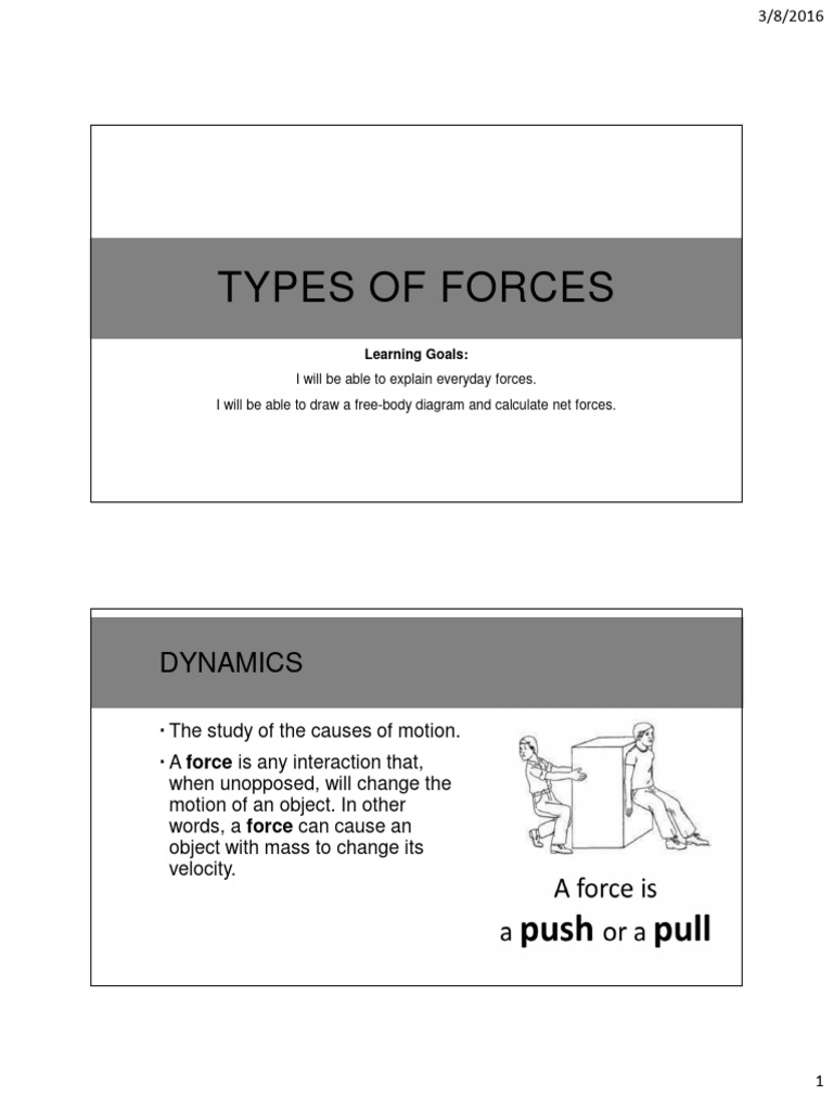 Day 29 - Lesson 1 Types of Forces | PDF