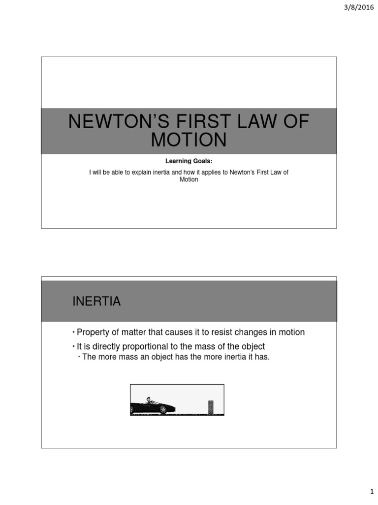 Day 30 - Lesson 2 Newton - S First Law of Motion | PDF