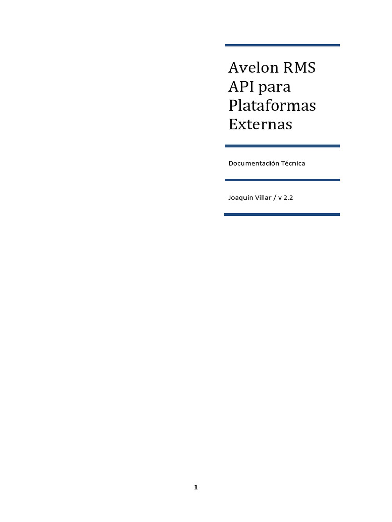 Documentación Técnica API Avelon RMS | PDF | Planificación de recursos ...