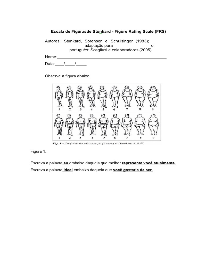 A Escala de Figurasde Stunkard - Figure Rating Scale (FRS) | PDF