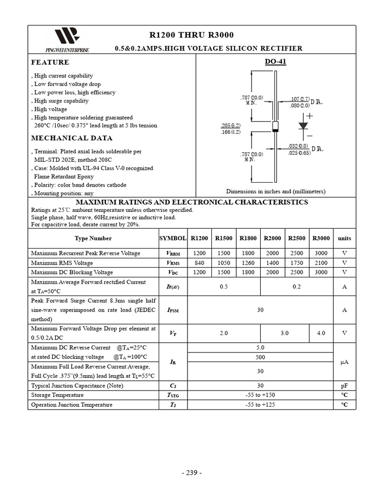 R1200 THRU R3000: Feature DO-41 | PDF