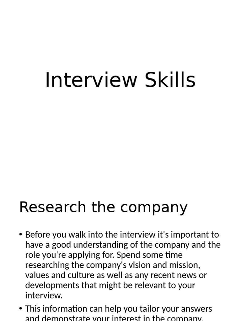 Interview Skills ( Preparation) | PDF Interview Skills ( Preparation) | PDF