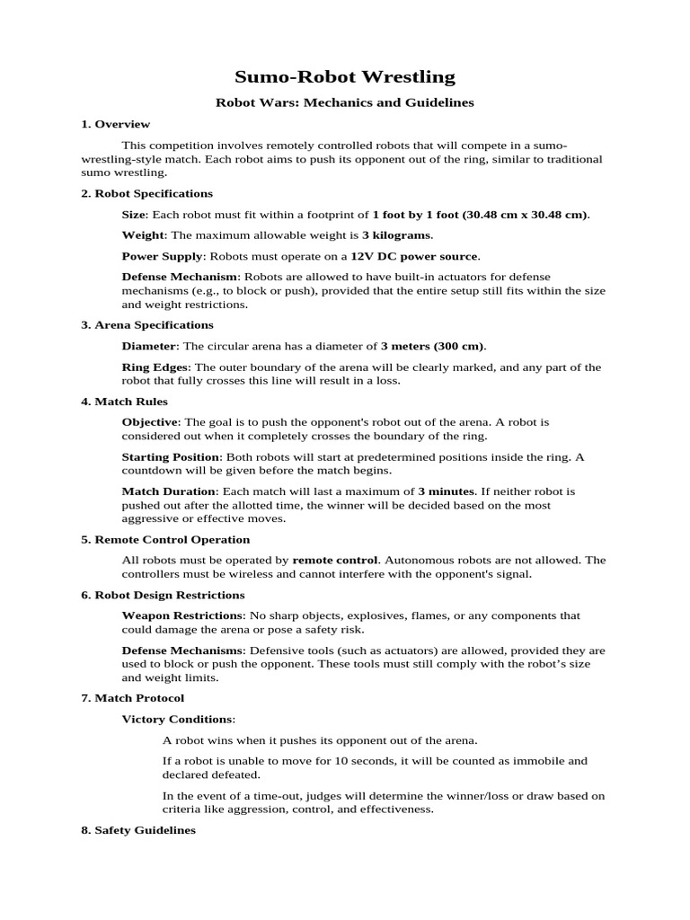 Sumo Wrestling Robot | PDF