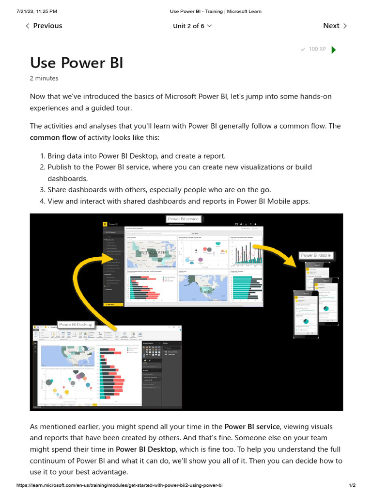 2. Use Power BI - Training _ Microsoft Learn | PDF